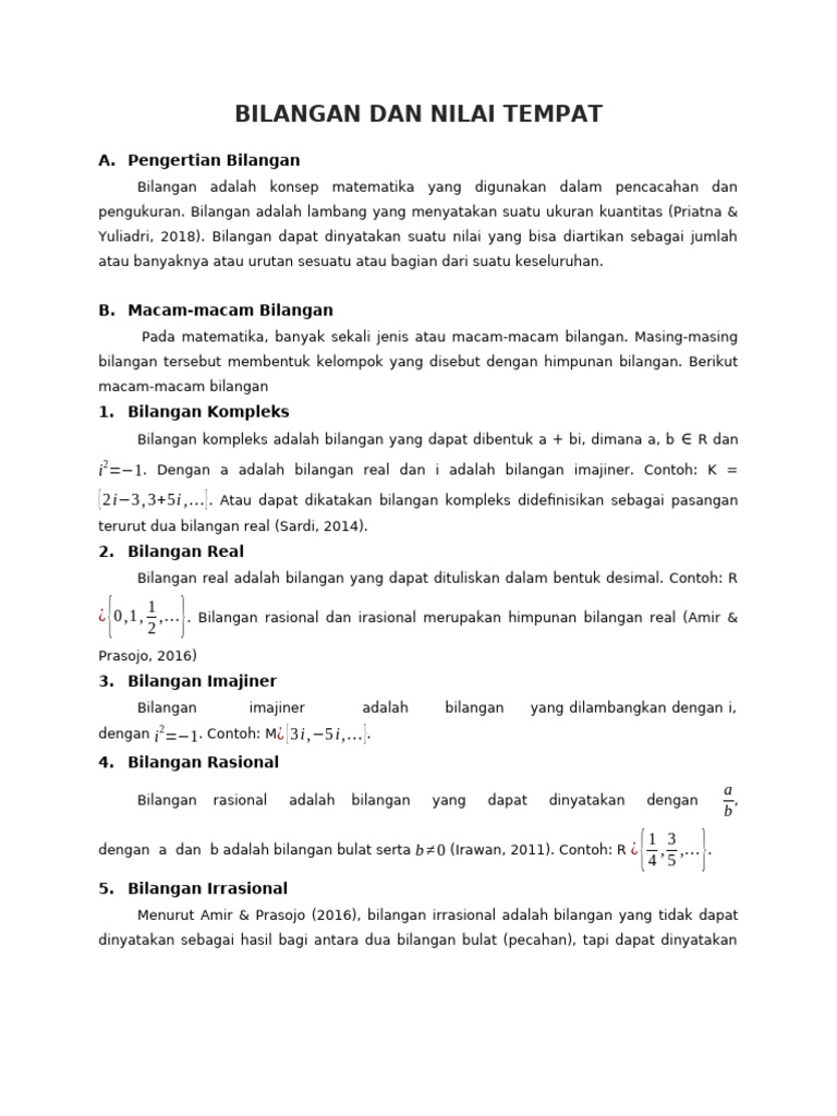 Macam-Macam Bilangan dan Nilai Tempat | PDF