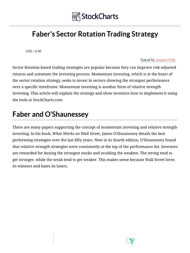 Sector Rotation Trading Strategies Guide | PDF | Investing | Moving Average