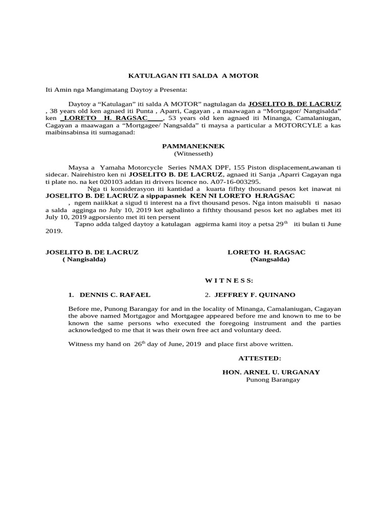 KATULAGAN ITI SALDA A Motor Loreto Ragsac | PDF