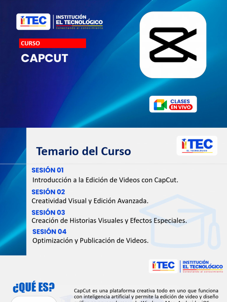 Sesión 01 ... Curso Capcut ... El Tecnologico | PDF | Informática | Tecnología