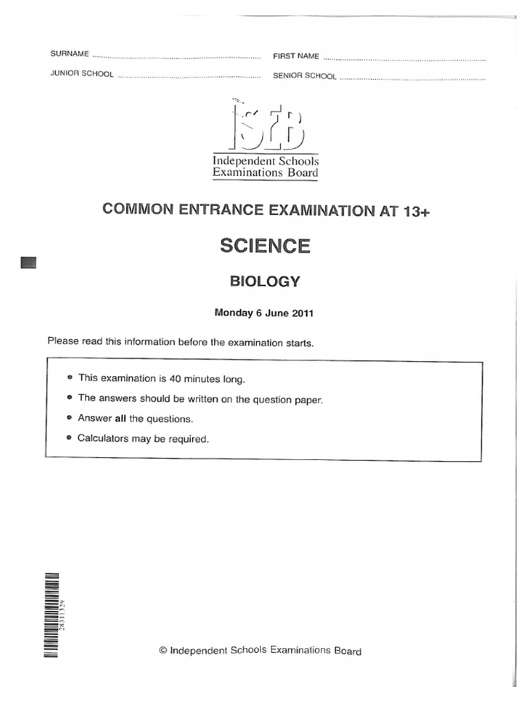 13 Biology Iseb June 2011 | PDF
