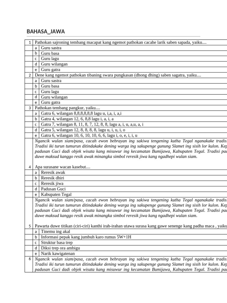 6 Bahasa Jawa Upload | PDF