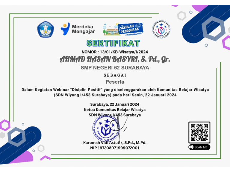 Sertifikat Peserta Berbagi Praktik Baik | PDF