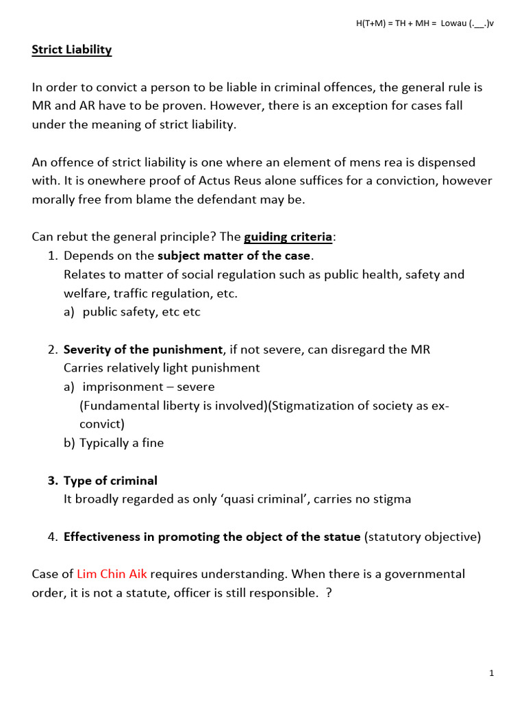 Understanding Strict Liability Offences | PDF | Crimes | Crime & Violence