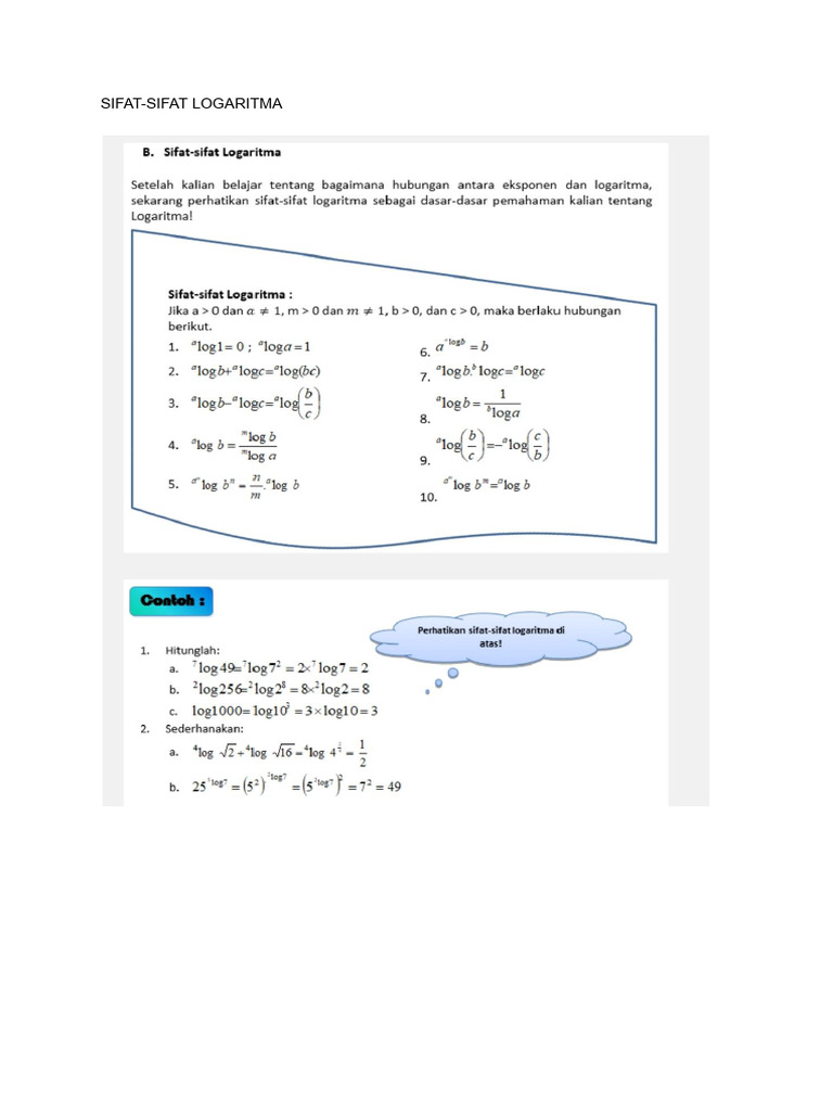 Sifat-Sifat Logaritma | PDF