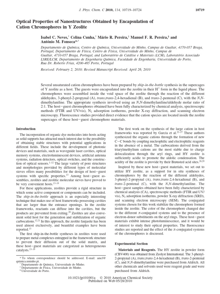 (2010) Optical Properties of Nanostructures Obtained by Encapsulation ...