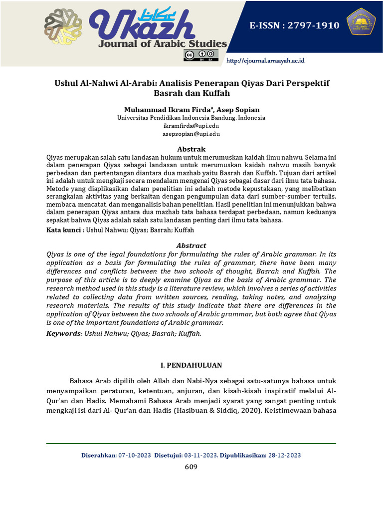 Analisis Qiyas dalam Ushul Nahwu Basrah-Kuffah | PDF | Ilmu Sosial ...