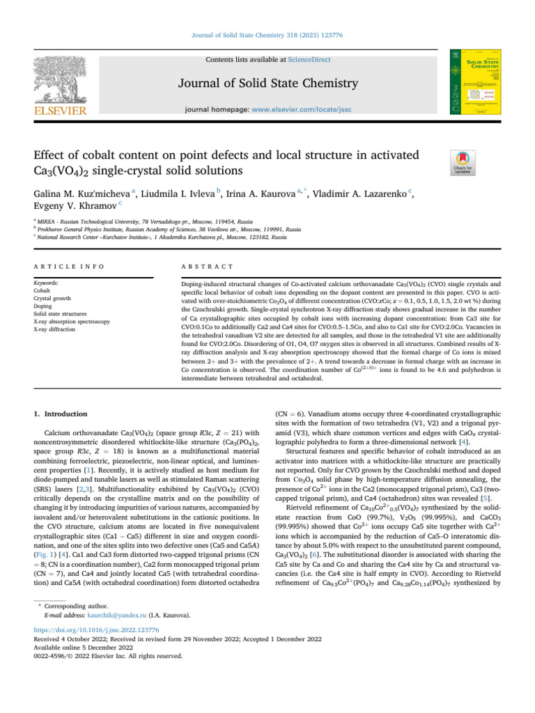 Effect of Cobalt Content On Point Defects and Local Structure in ...