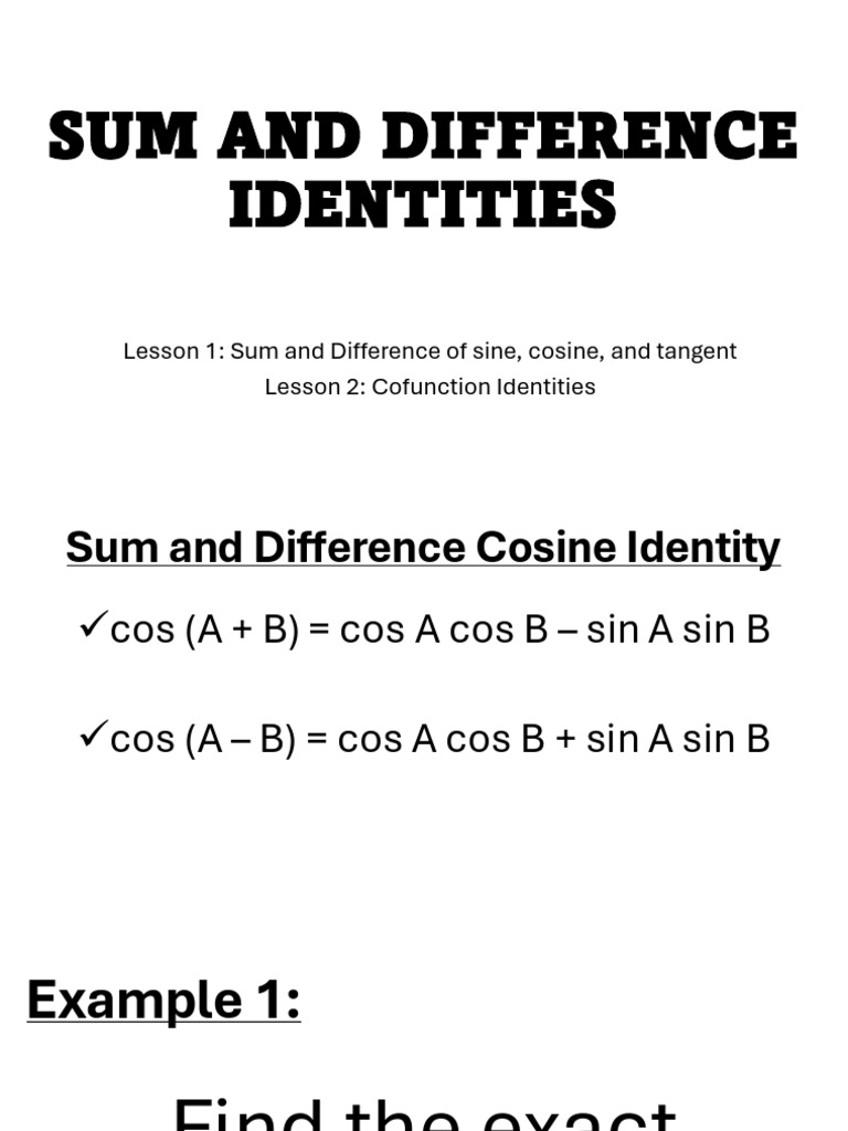 Sum and Difference of Angles | PDF | Trigonometric Functions | Euclid