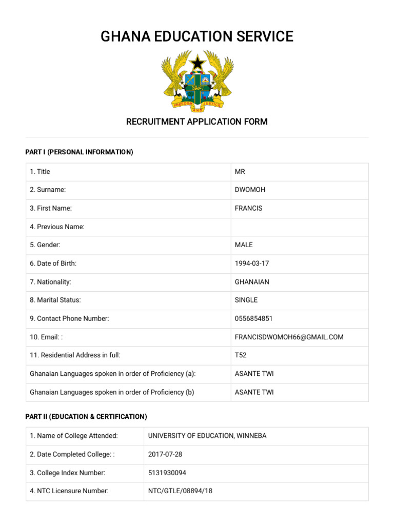 Ges Recruitment Application 1 | PDF