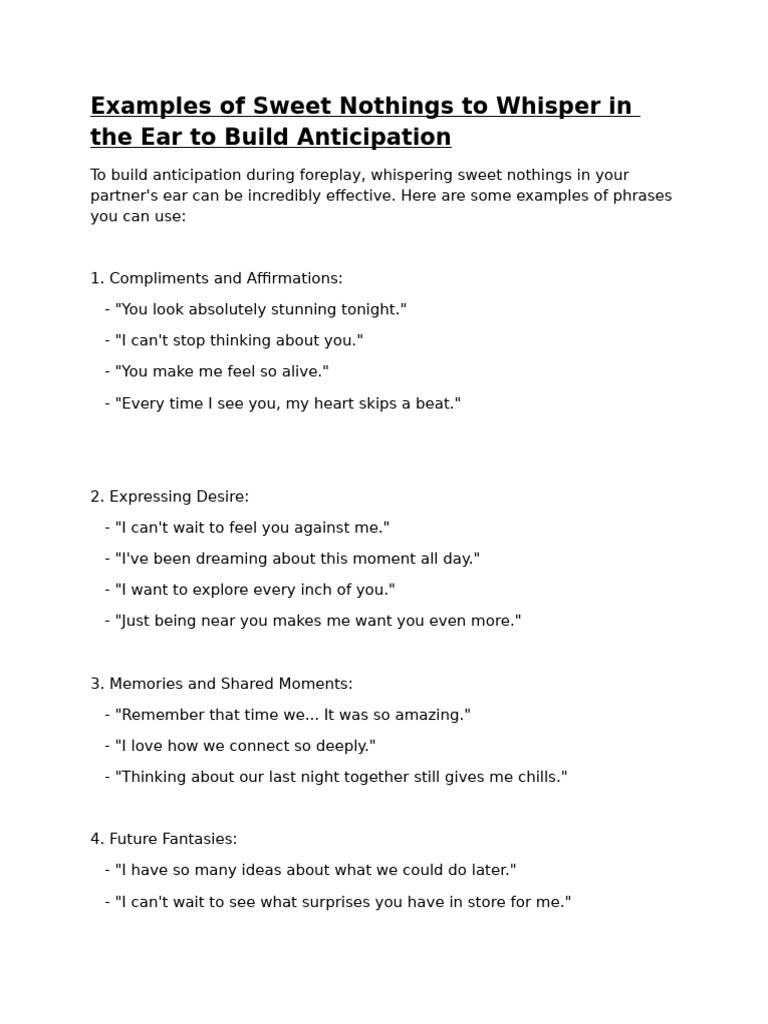 Examples of Sweet Nothings To Whisper in The Ear To Build Anticipation ...