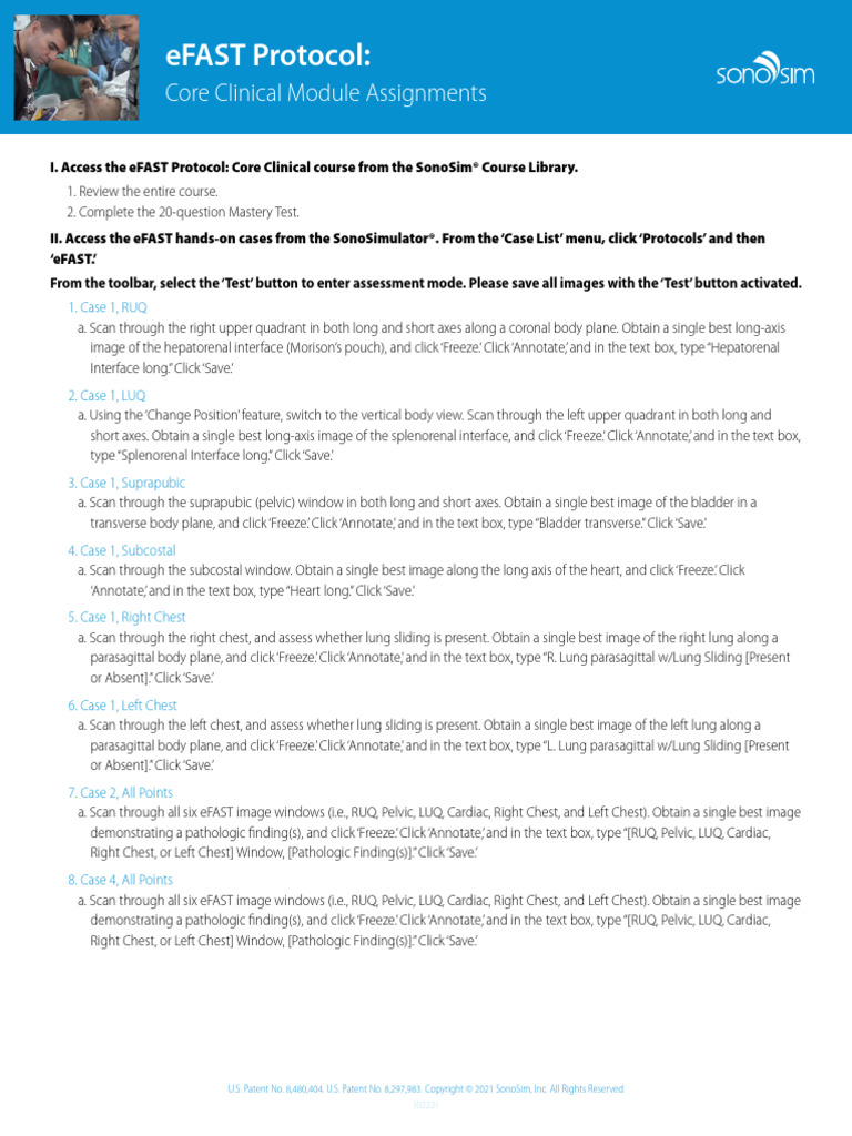 CoreClinical eFASTProtocol | PDF | Medical Specialties | Clinical Medicine