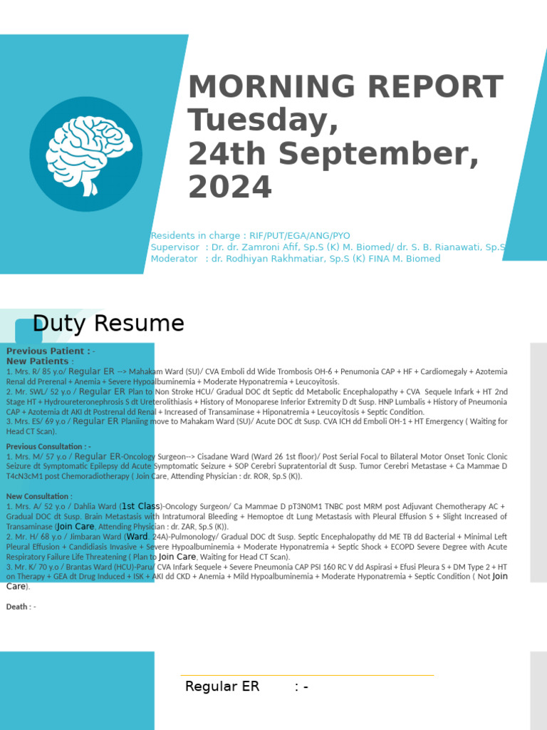 Dr. ROR - 24-9-24 - CVA ICH | PDF | Sepsis | Blood Pressure