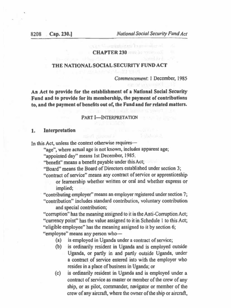NSSF Act Cap 230 | PDF