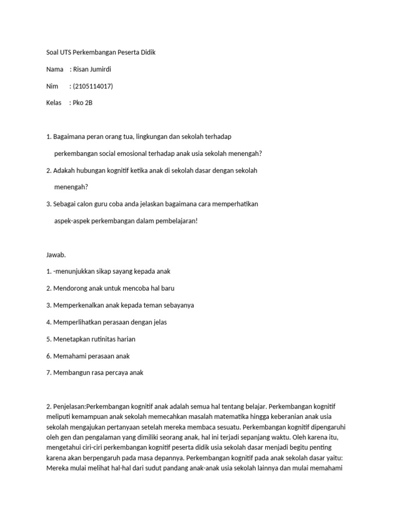 (Risan Jumirdi 2105114017) UTS Perkembangan Peserta Didik | PDF