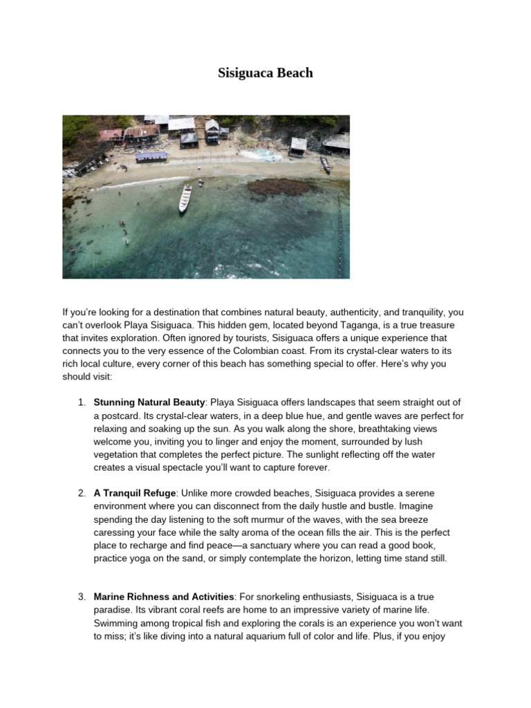 Sisiguaca Beach | PDF | Beach | Earth Sciences