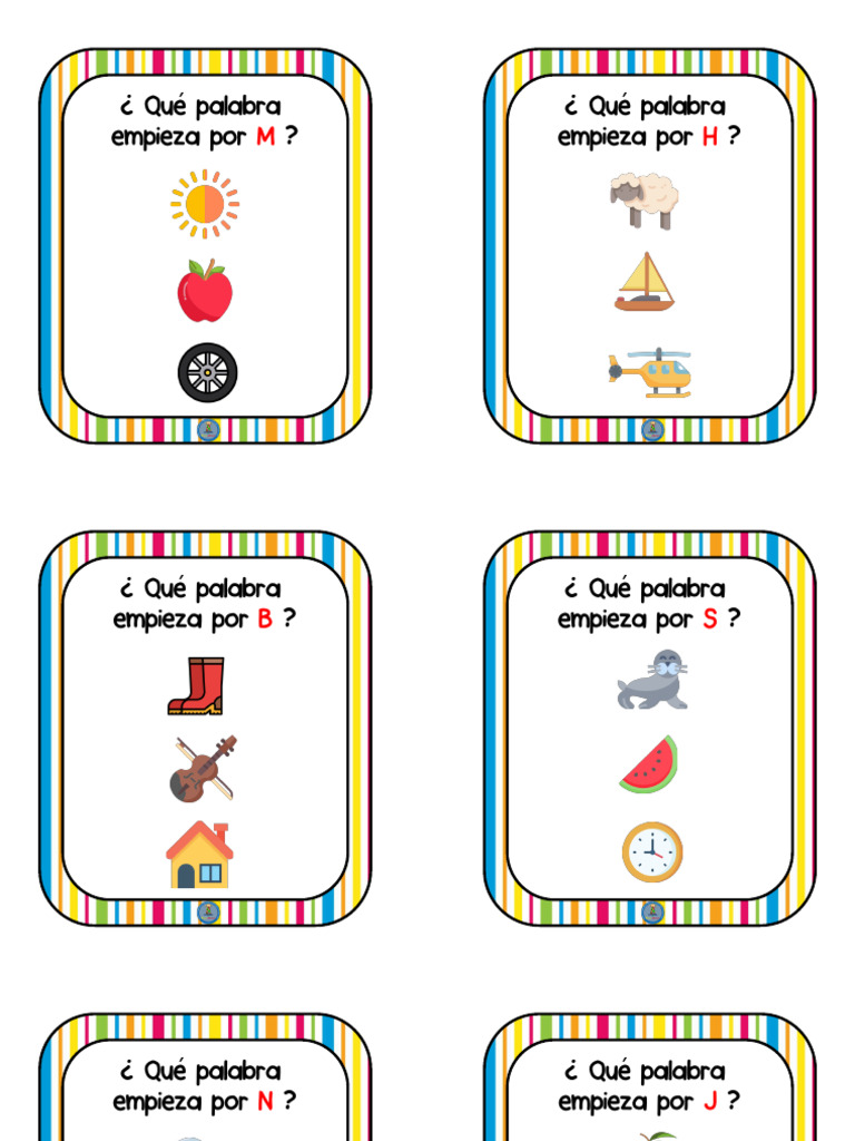 Tarjetas Conciencia Fonologica Con Dibujos | PDF