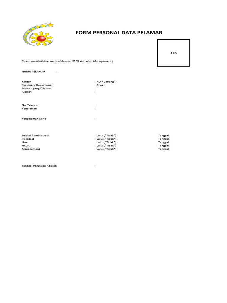 Form Data Pelamar Motoris | PDF