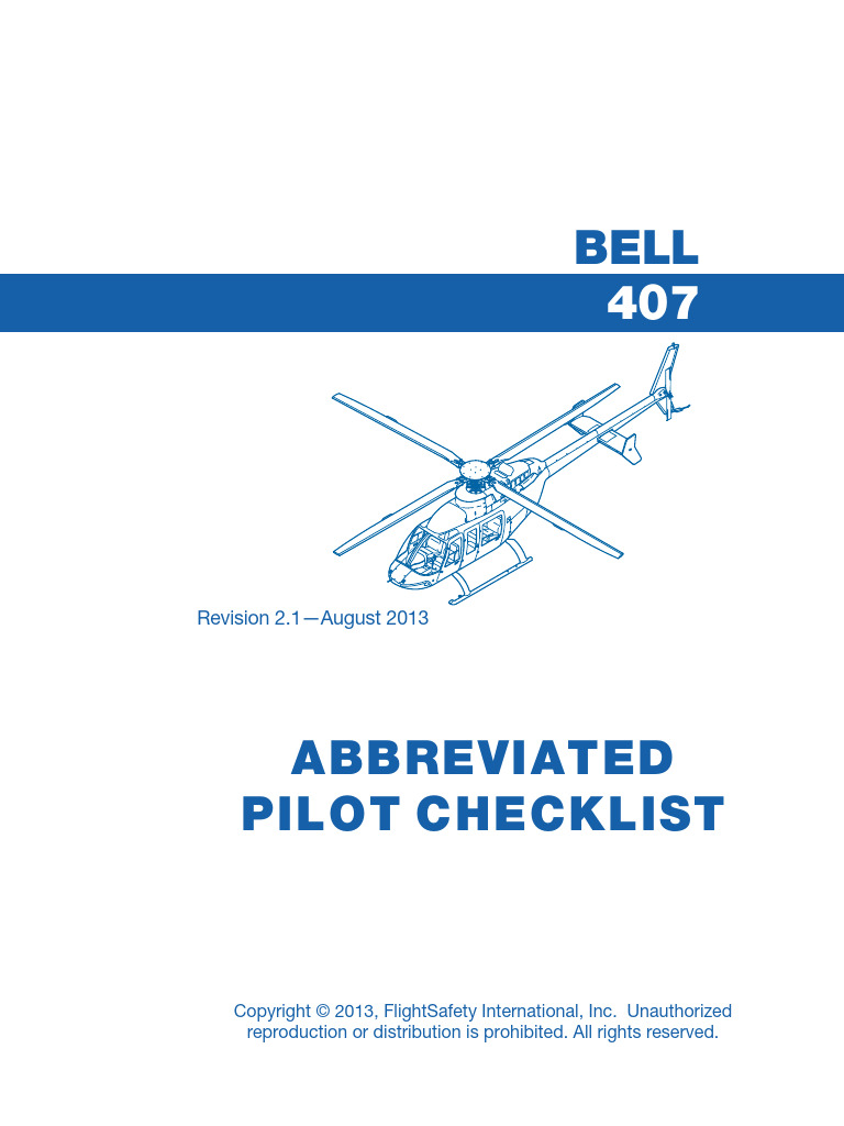 MANUAL - Bell 407 Flight Safety CHECK LIST | PDF | Helicopter | Turbine ...
