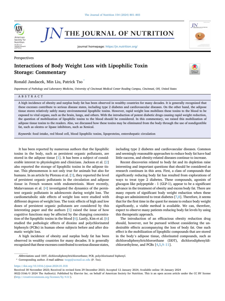 Interactions of Body Weight Loss With Lipophilic T | PDF | Adipose ...