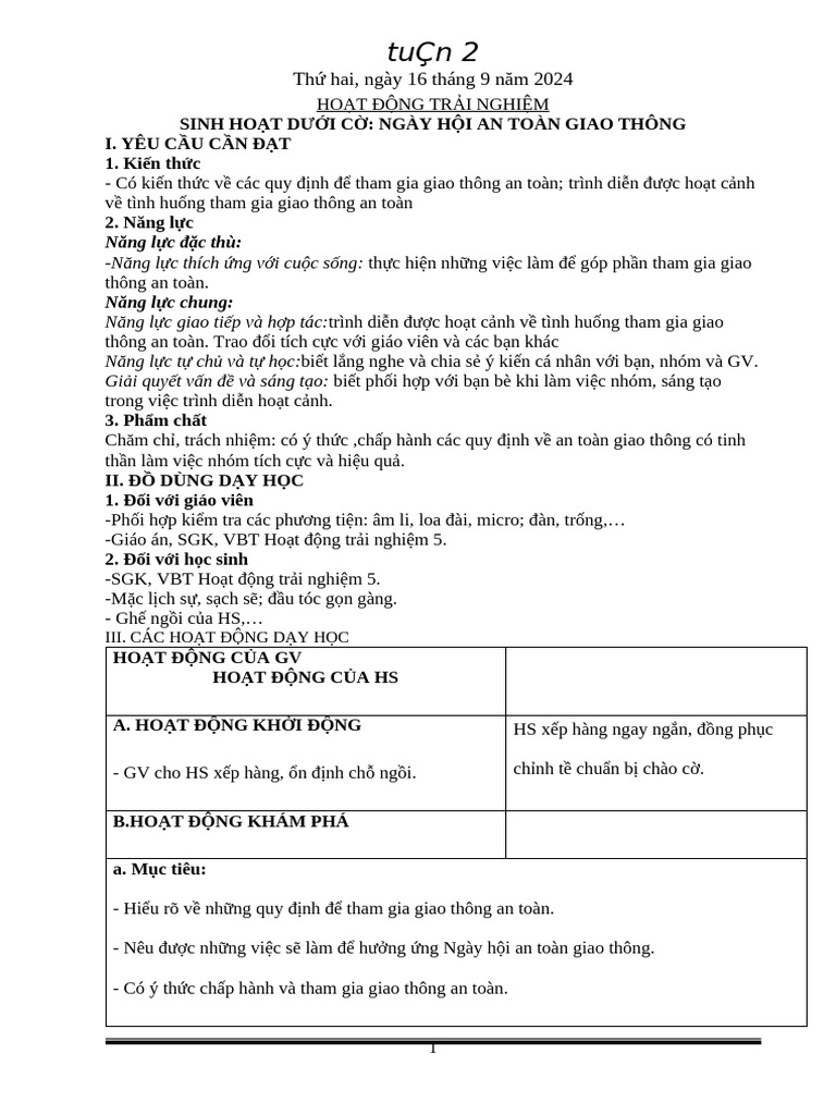 KHDH LỚP 5. TUẦN 2 | PDF