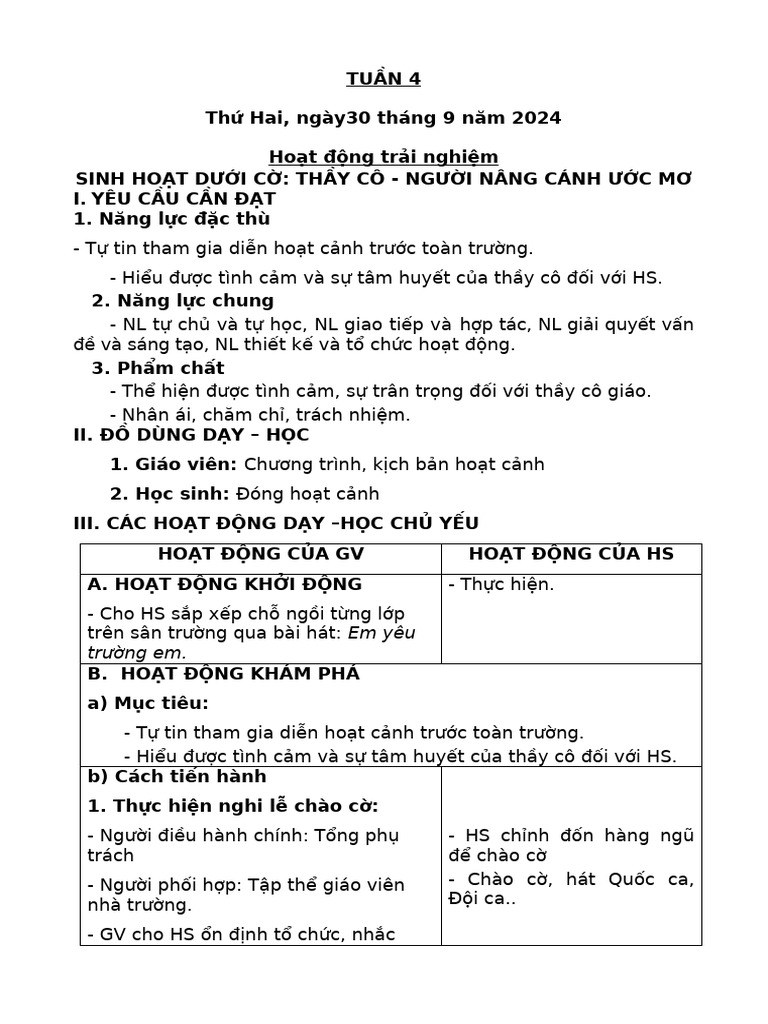Kê Ho CH Bài D y Lop 5 - Tuan 4 | PDF