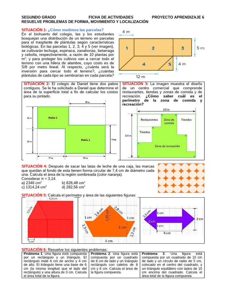 Área y perímetro de figuras compuestas | PDF | Triángulo | Geometría ...