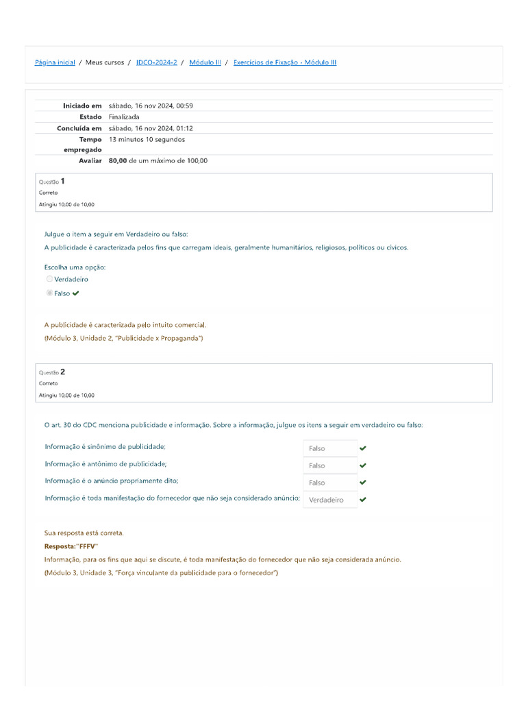 Modulo 3 - Exercicio Direito Consumidor | PDF