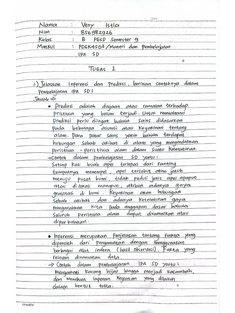 Tugas 1 Materi Pembelajaran Ipa SD - Veny Istia856982926 | PDF