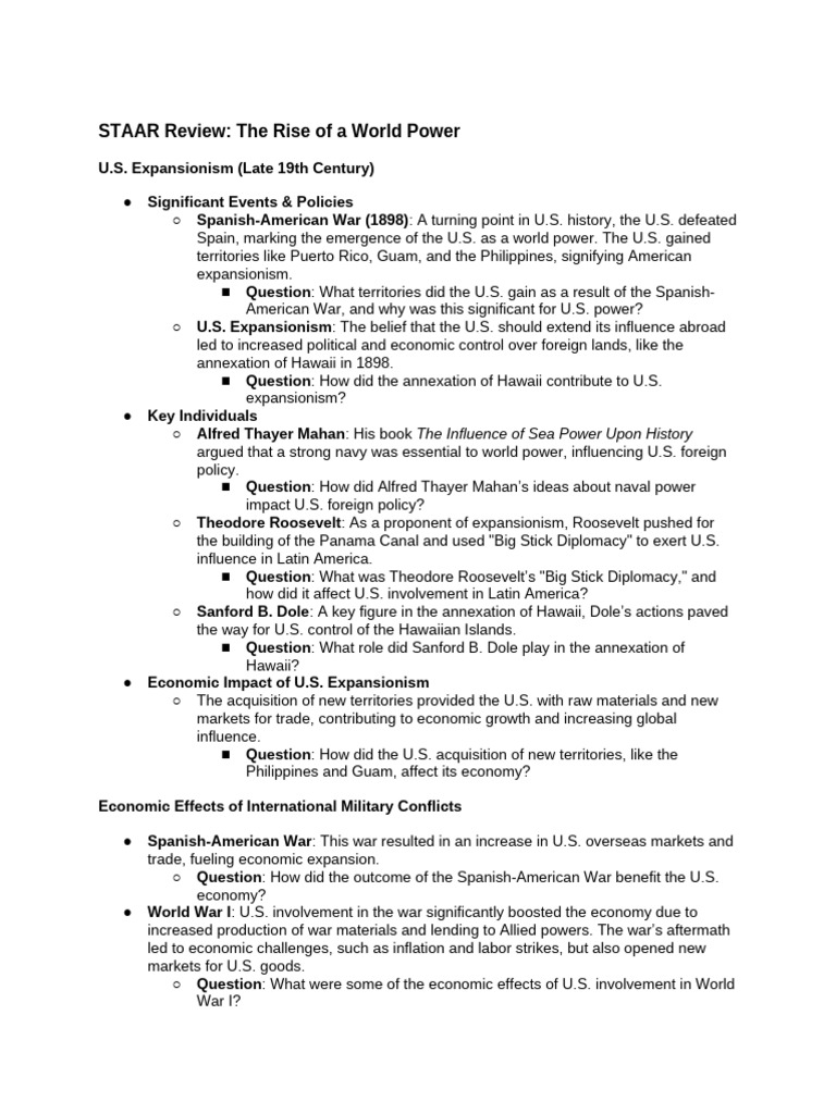 U.S. Expansionism and Global Power Rise | PDF | The United States ...