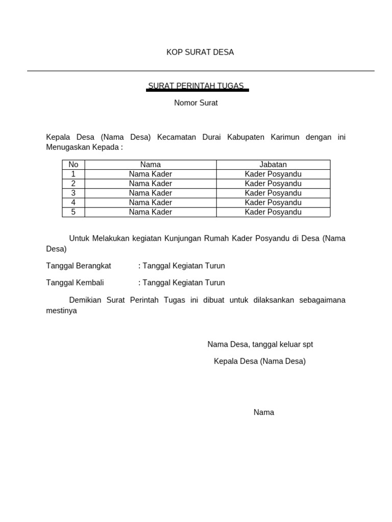 Format Surat Perintah Tugas (SPT) | PDF