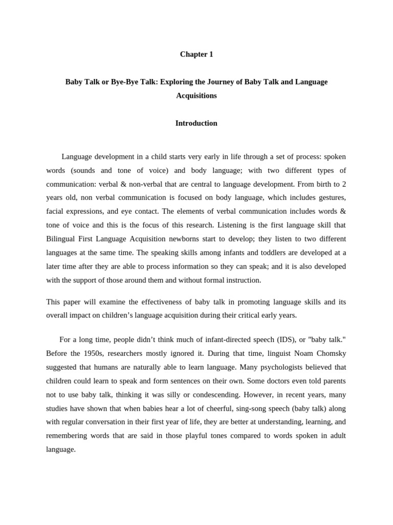Chapter 1.baby Talk Final | PDF | Language Development | Language Acquisition
