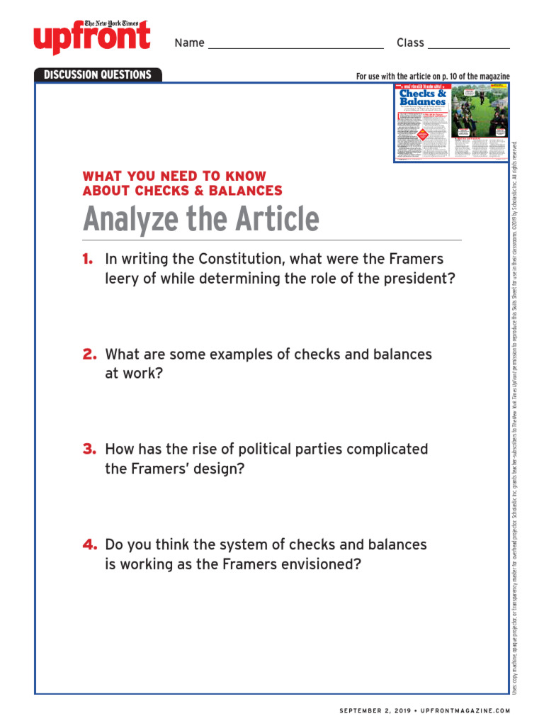 Checks & Balances Discussion Questions | PDF | United States Congress ...