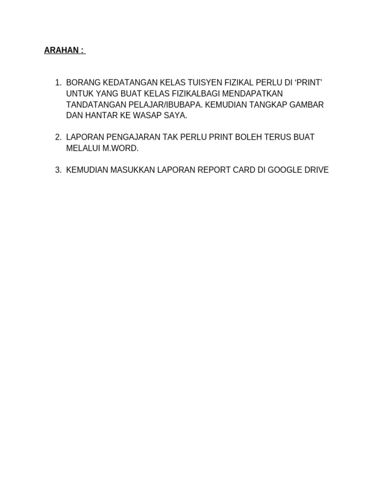 Kedatangan & Report Card | PDF