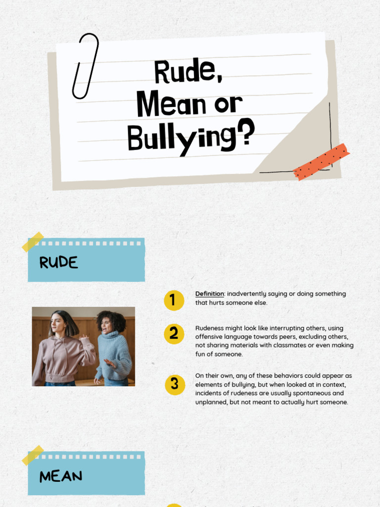 Understanding Rude, Mean, & Bullying | PDF | Bullying | Problem Behavior