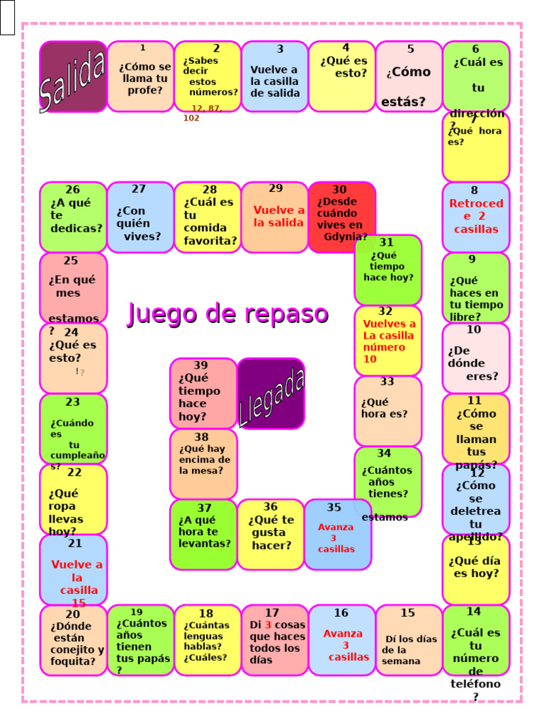 Juego de Mesa Repaso A1 | PDF