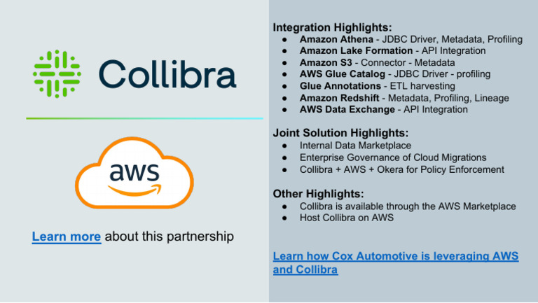 AWS Collibra Partnership | PDF | Technology & Engineering