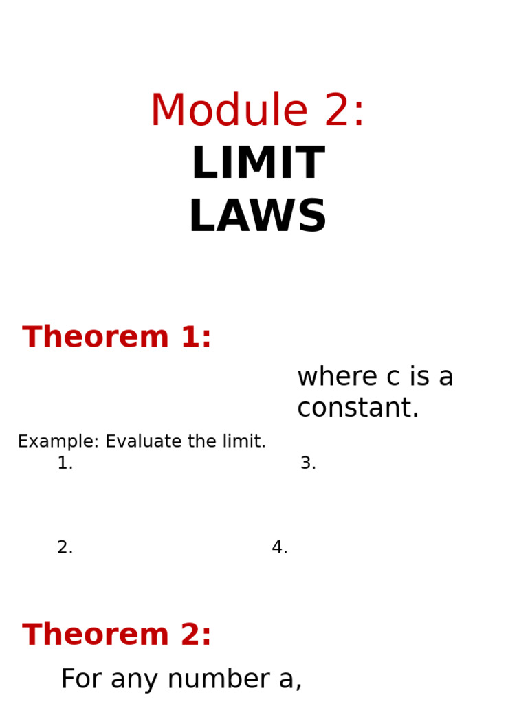Module 2 Limit Laws | PDF | Factorization | Polynomial