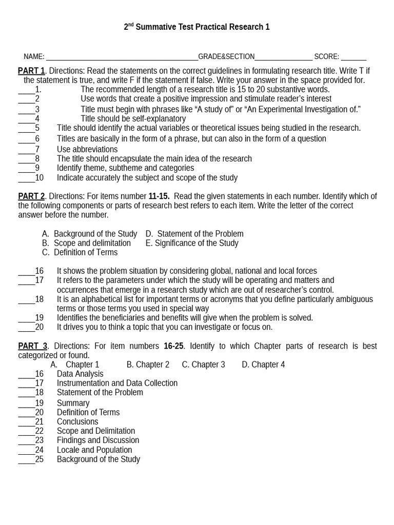 Research Title Guidelines Test | PDF | Methodology