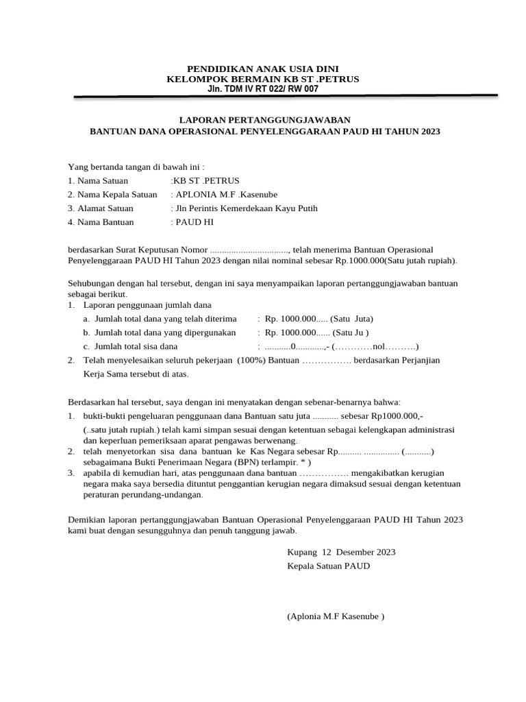 Format A.5 Laporan Akhir - LPJ | PDF | Sains & Matematika