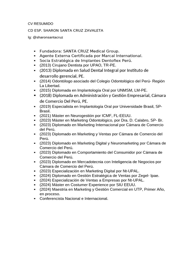 CV Sharon Santa Cruz | PDF
