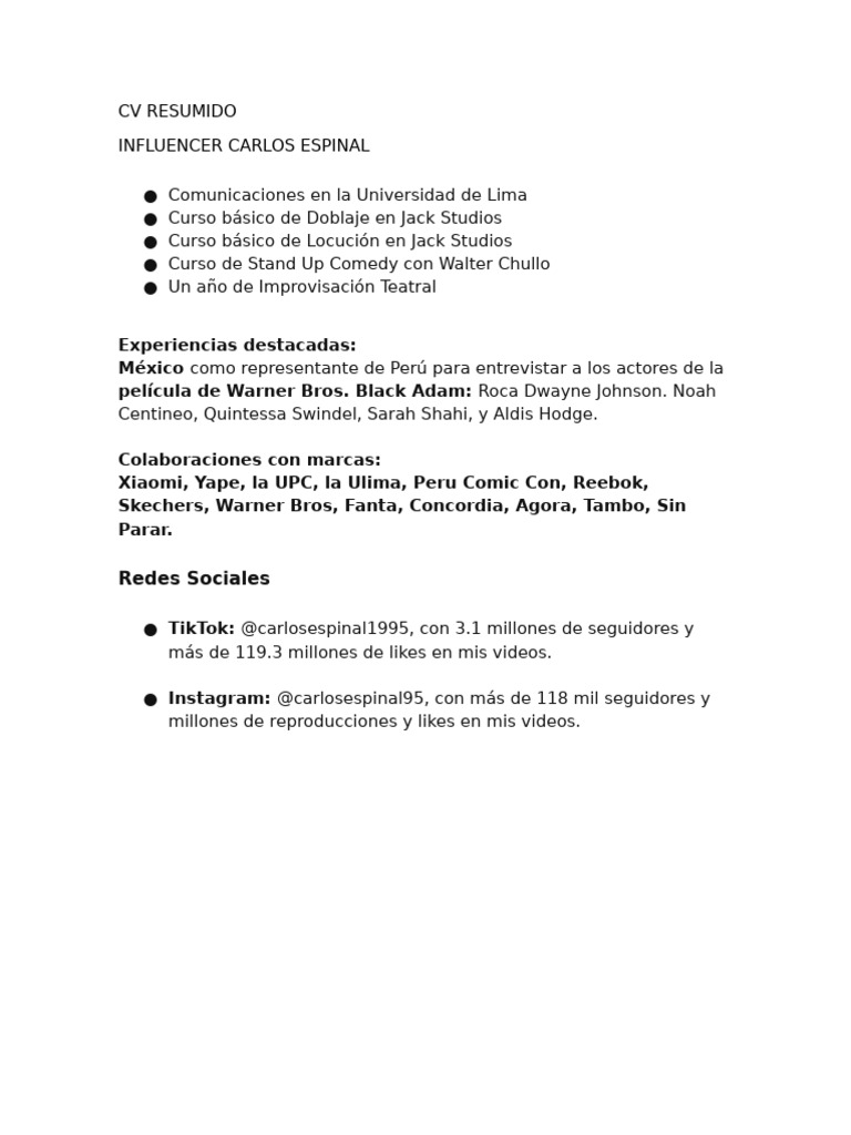CV Carlos Espinal | PDF
