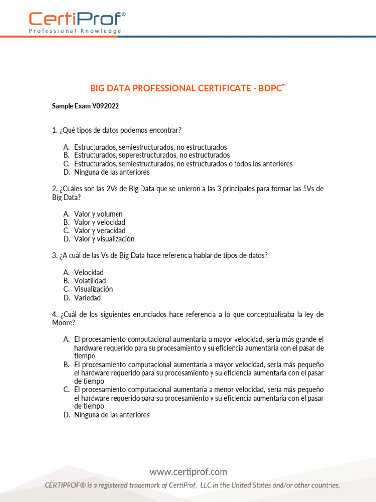 Sample Exam BDPC (V092022) SP | PDF | Big Data | Bases de datos
