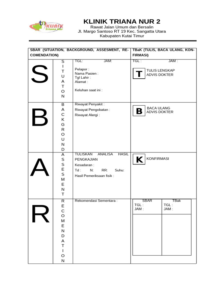 Form Sbar | PDF