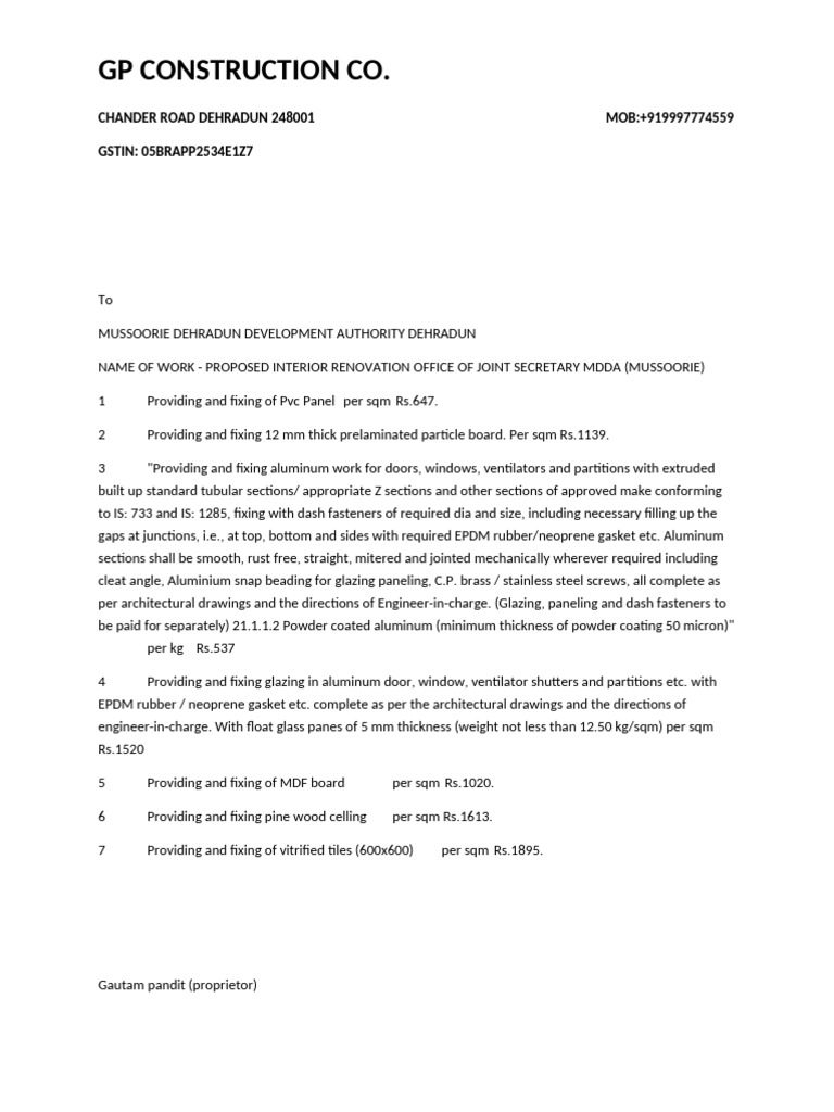 GP CONSTRUCTION | PDF