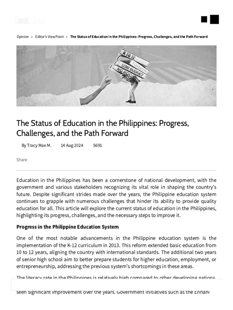 The Status of Education in The Philippines - Progress, Challenges, and ...