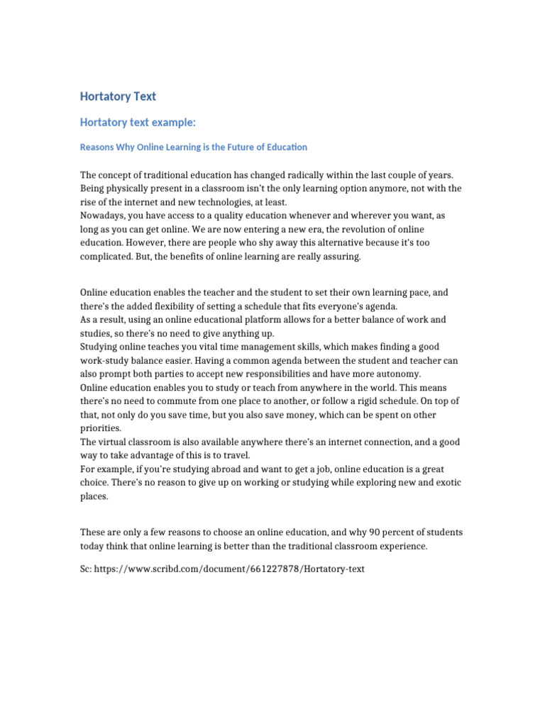 Hortatory and Analytical Text | PDF