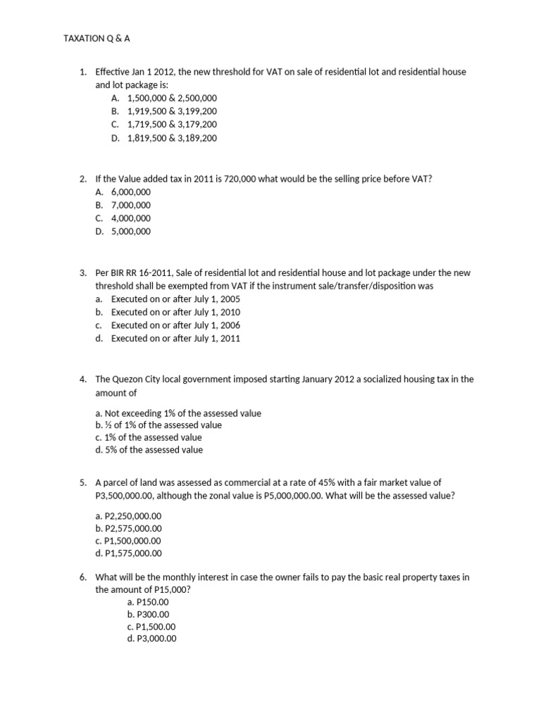 Taxes Questions (2) | PDF | Taxes | Value Added Tax