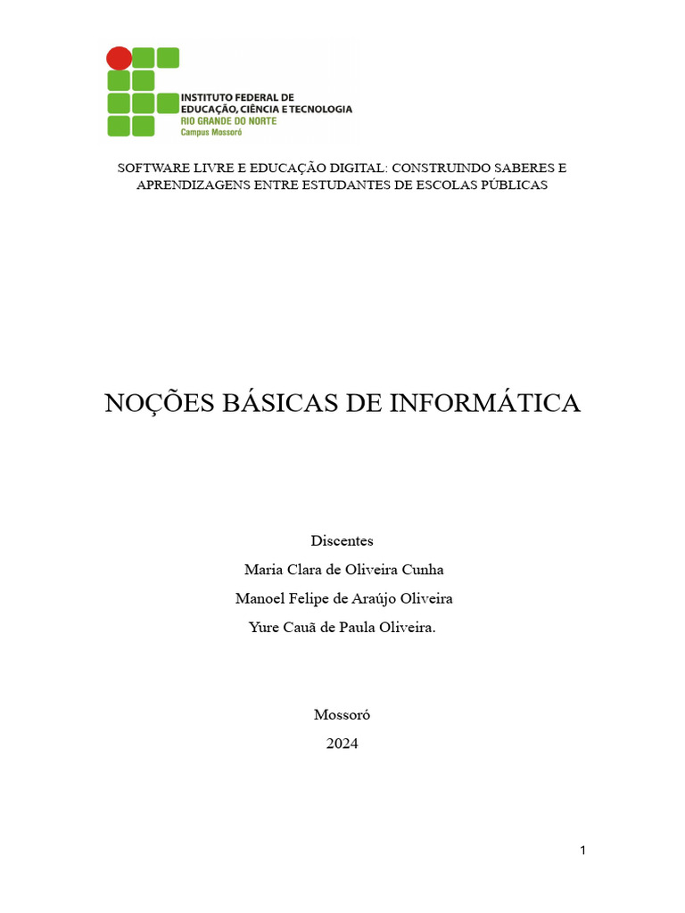 Curso De Informática Para Escolas Públicas Pdf Armazenamento De