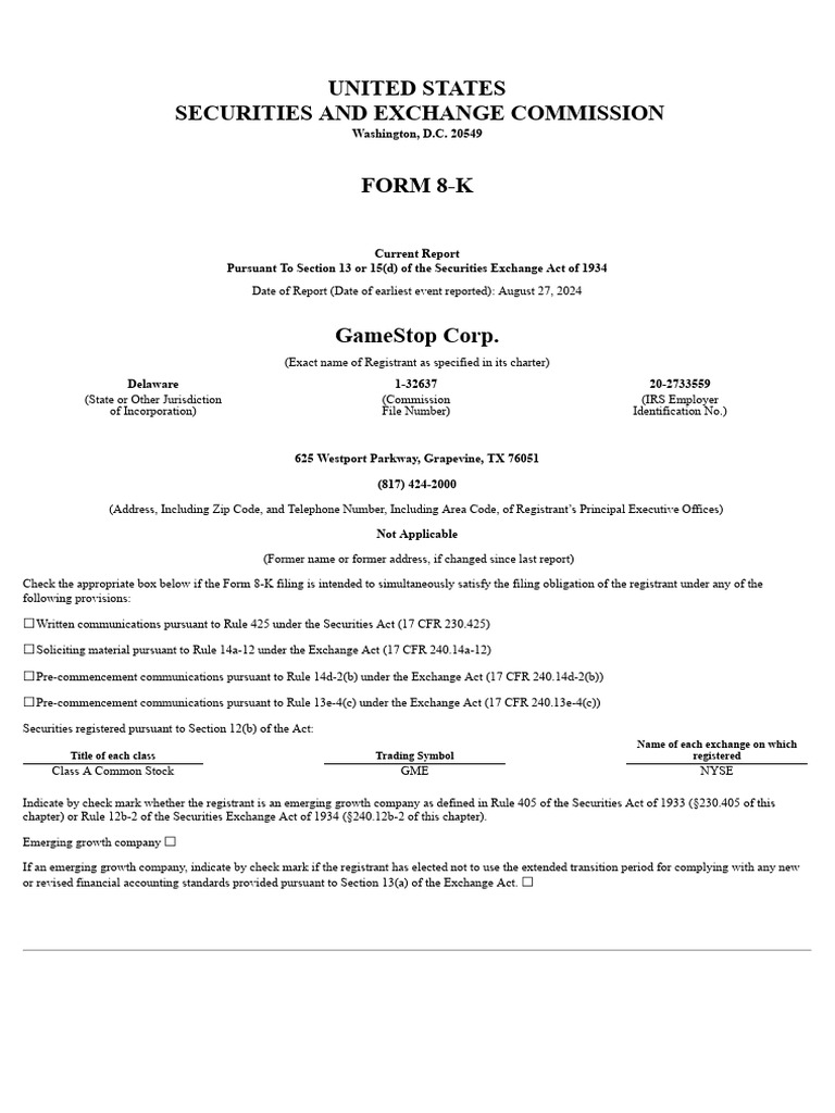 United States Securities and Exchange Commission: Washington, D.C ...